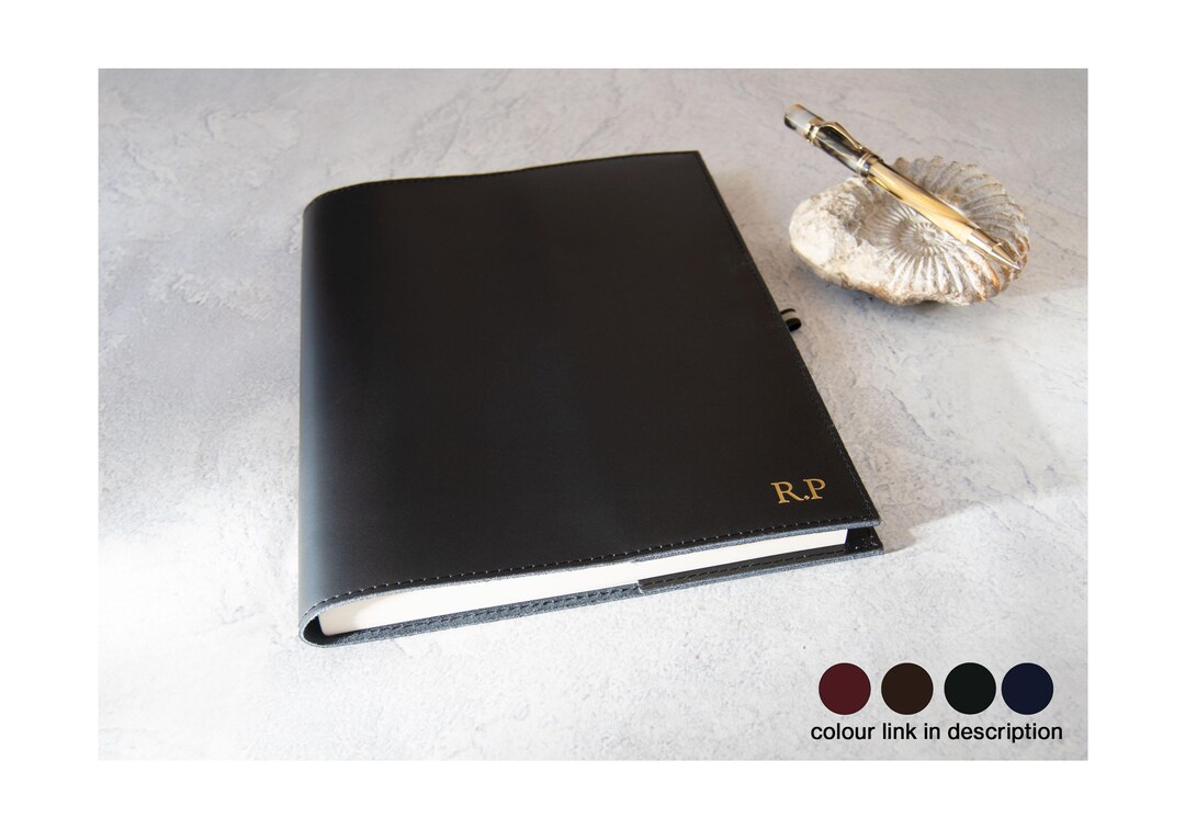 Acuto A4 Personalised Handmade Italian Leather Refillable Journal Black ...