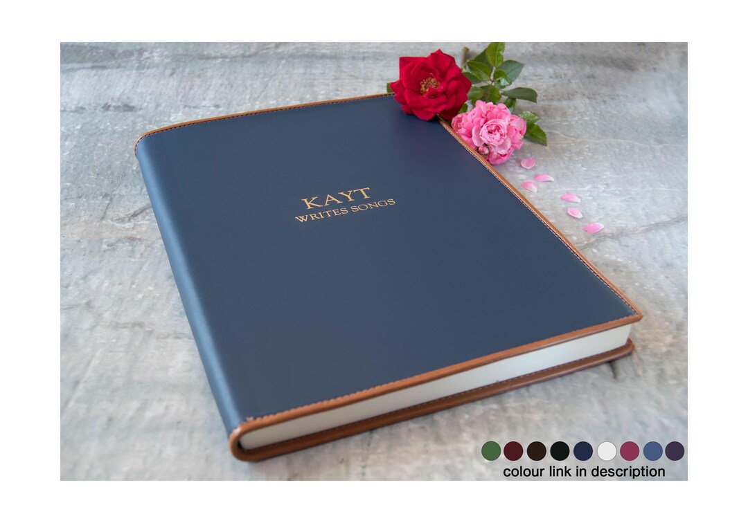 Cortona A4 Personalised Handmade Italian Leather Journal Navy (30x24cm ...