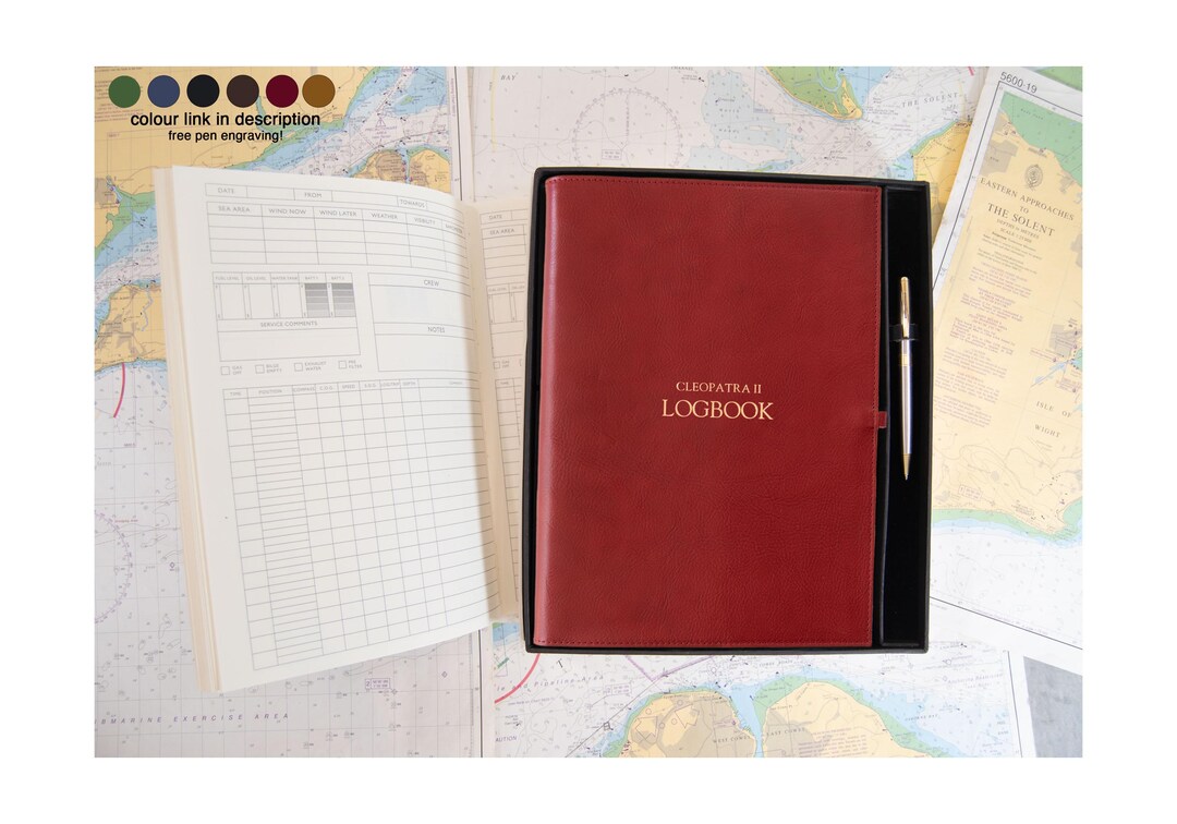 Rustico A4 Yacht Log Book Gift Set Personalised Handmade Italian Full ...