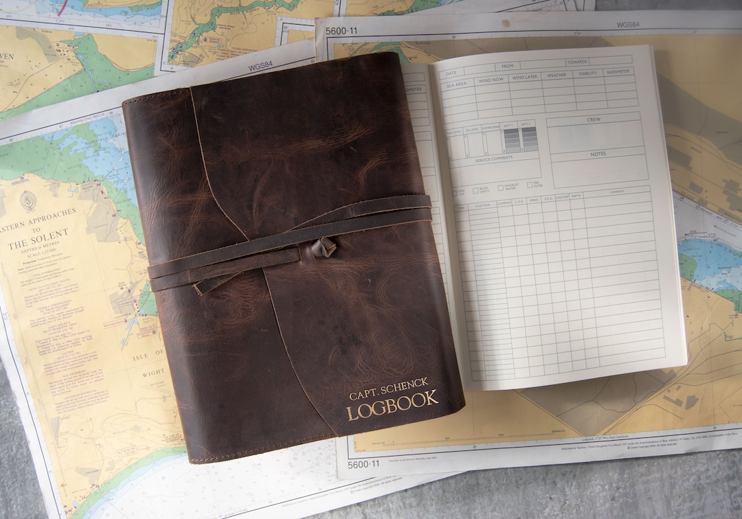 Enya A4 Yacht Log Book Personalised Handmade Full-grain Leather Wrap ...