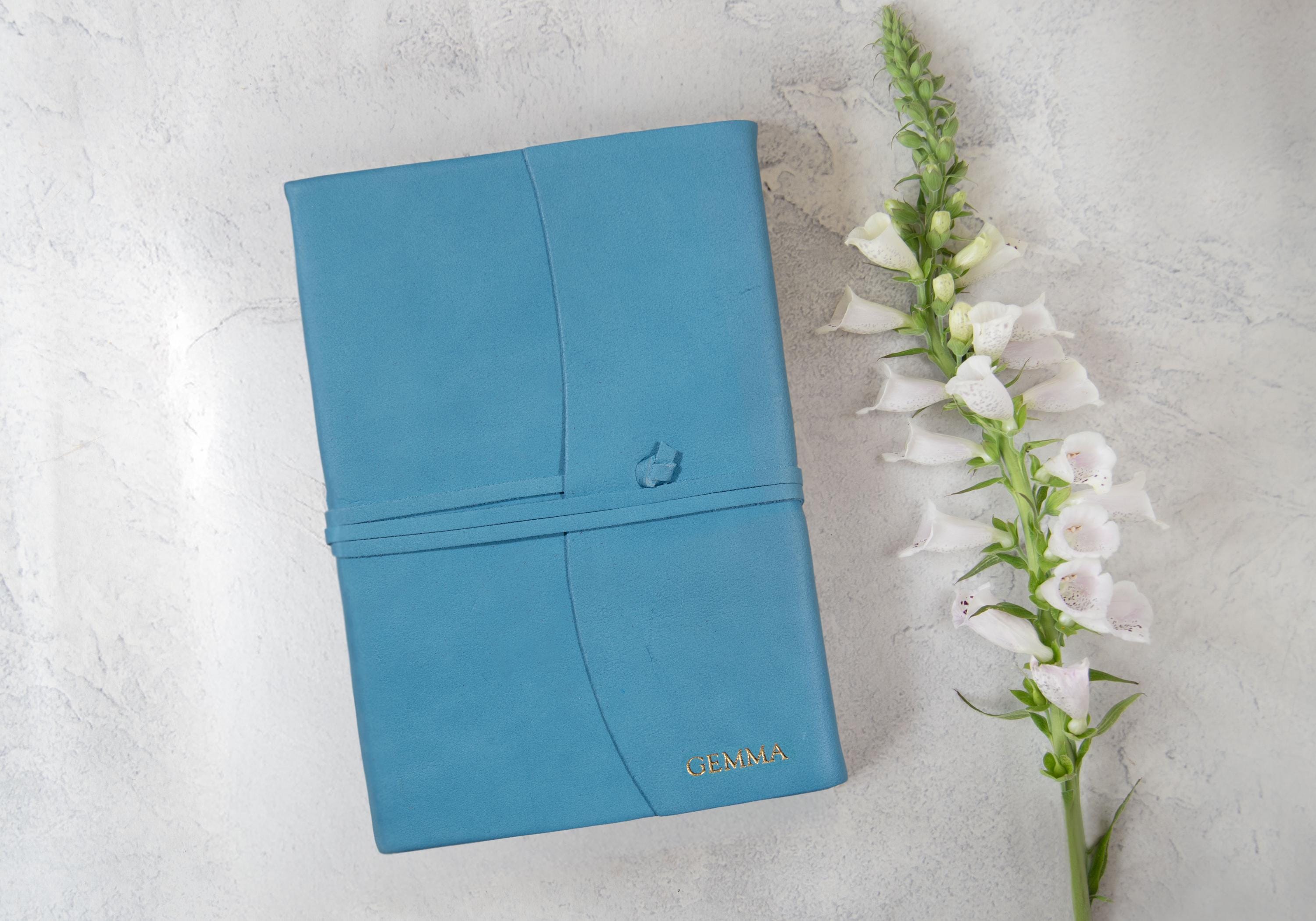 Capri A5 Personalised Handmade Italian Leather Journal Aeroblue ...