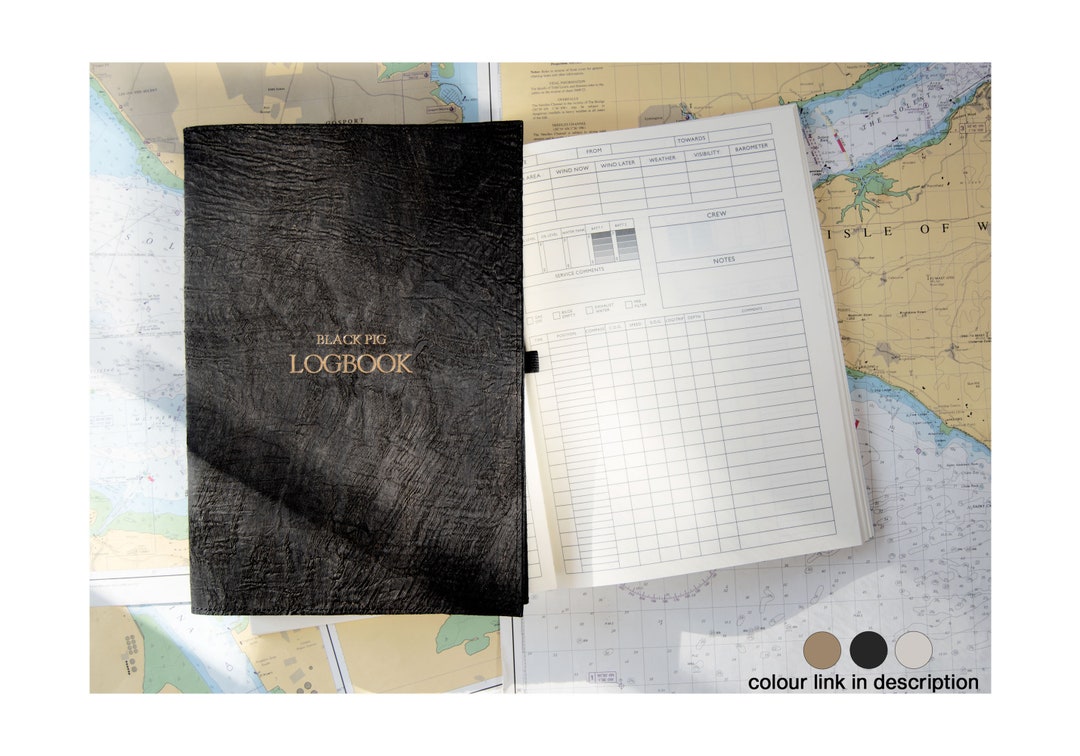 Bark A4 Yacht Log Book Refillable Journal Handmade Vegan Leather Ash ...