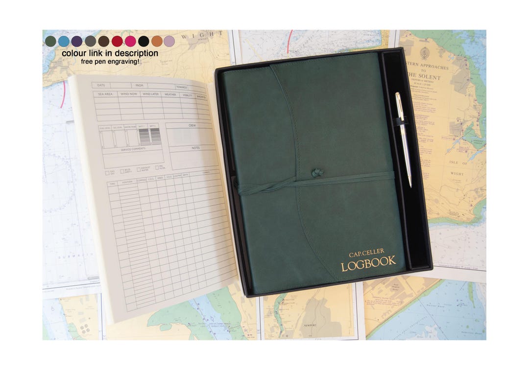 Capri A4 Yacht Log Book Gift Set Personalised Handmade Italian Leather ...