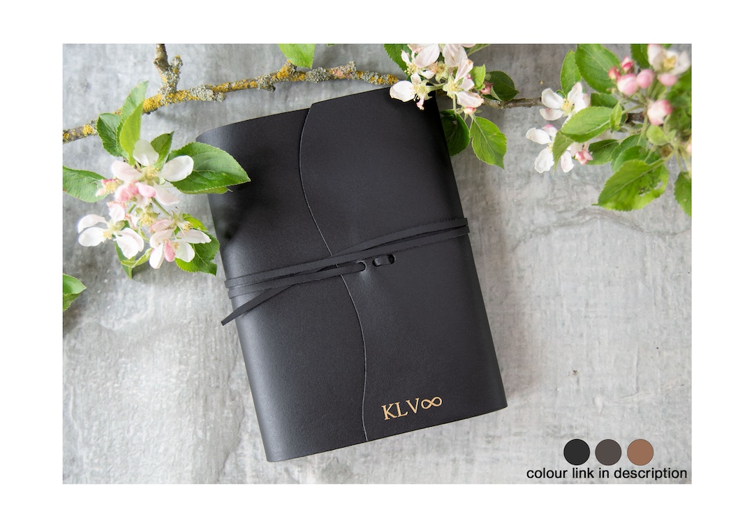 Indra A5 Refillable Journal Handmade Leather Black (21cm X 15cm X 2cm ...