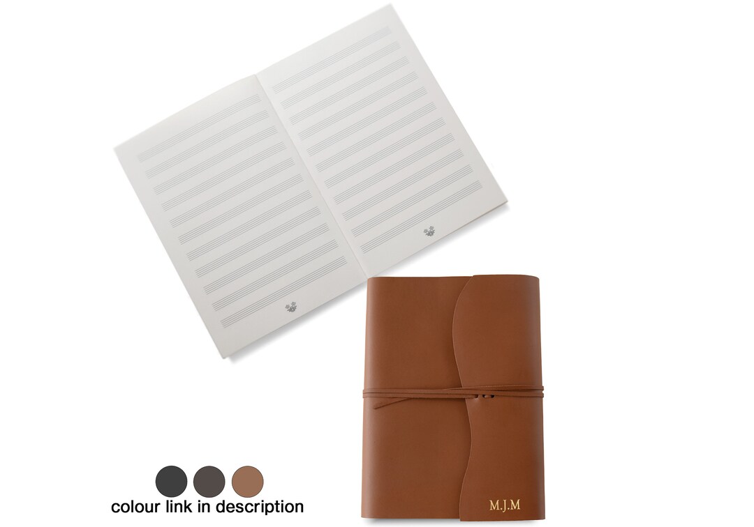 Indra A4 MUSIC Manuscript Personalised Handmade Leather Refillable ...