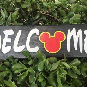 Disney Inspired Rustic Wood Welcome Sign Mickey Mouse - Etsy