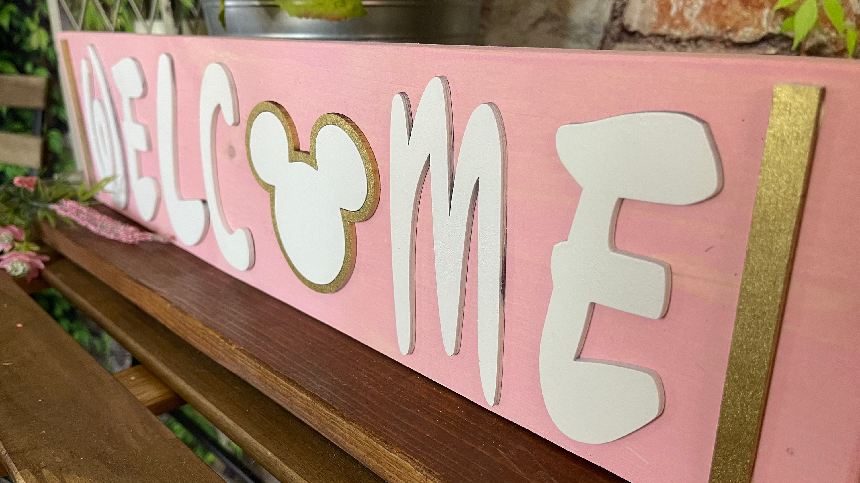 Disney Inspired Rustic Wood Welcome Sign Mickey Mouse - Etsy