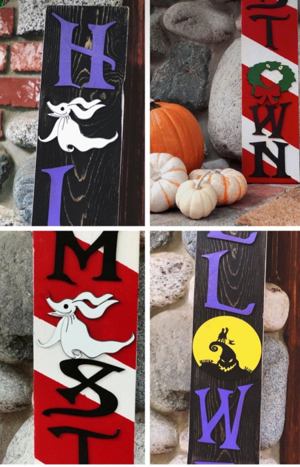 Nightmare Before Christmas Sign Decor Reversible Halloween/ | Etsy