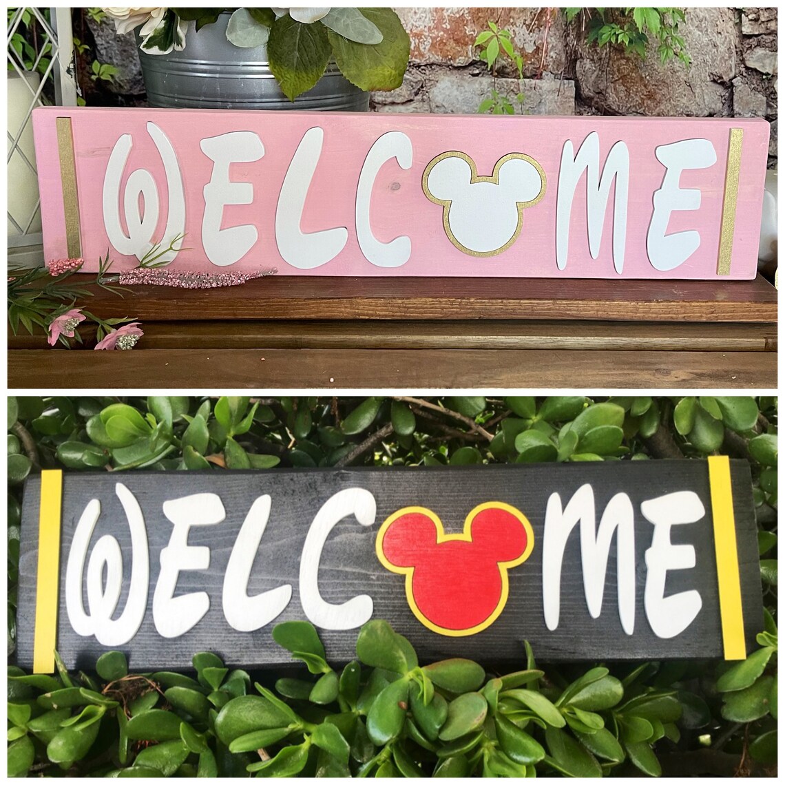 Disney Inspired Rustic Wood Welcome Sign Mickey Mouse - Etsy