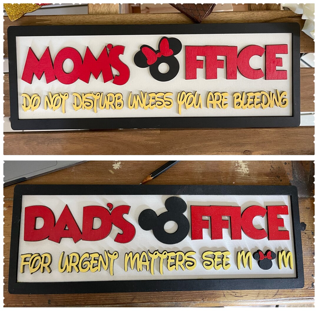 Moms Office Dads Office Mickey Mouse Inspired Sign Wood - Etsy