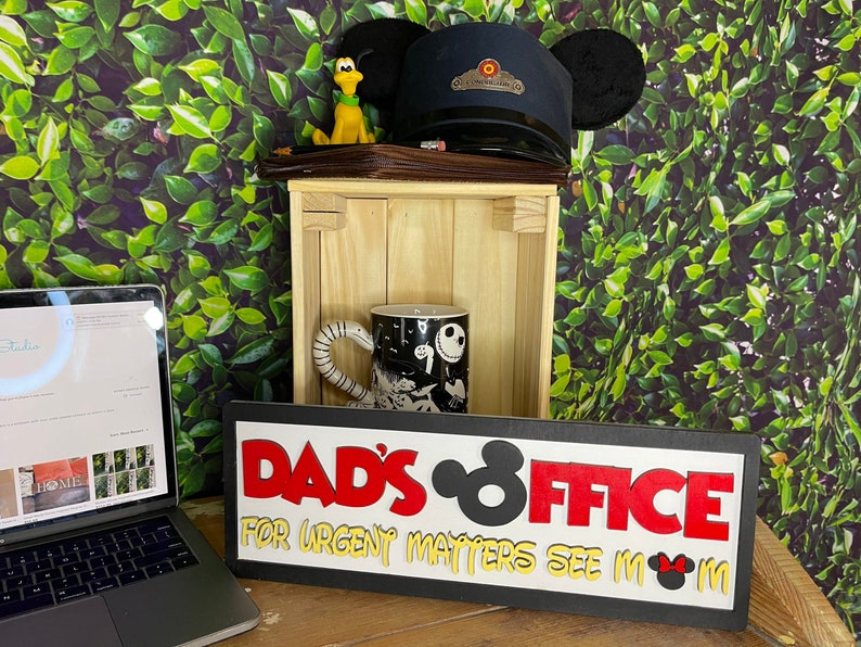 Moms Office Dads Office Mickey Mouse Inspired Sign Wood | Etsy