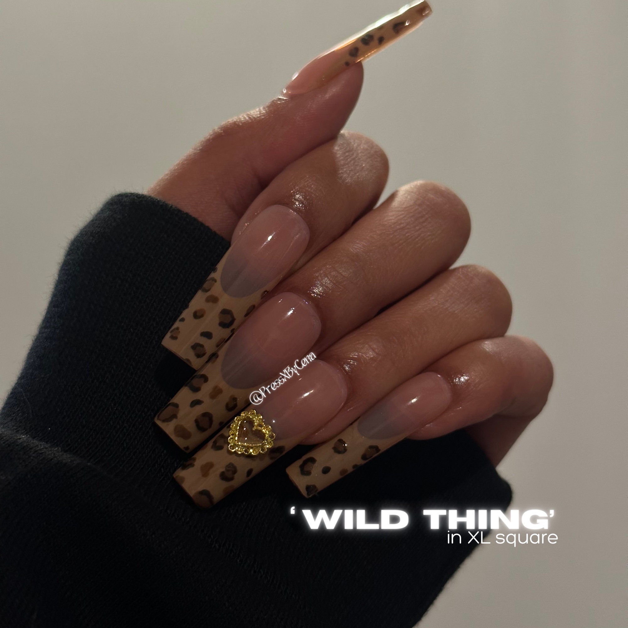 Cheetah French Tip Press on Nails | Custom, Handmade Nails | Long ...