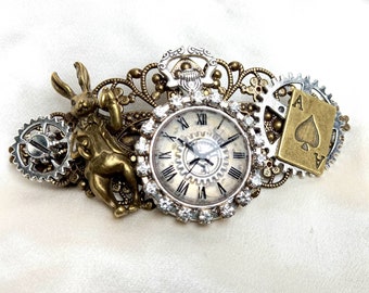Alice in Wonderland Inspired Steampunk Hair Clip, Mechanical Movement ...