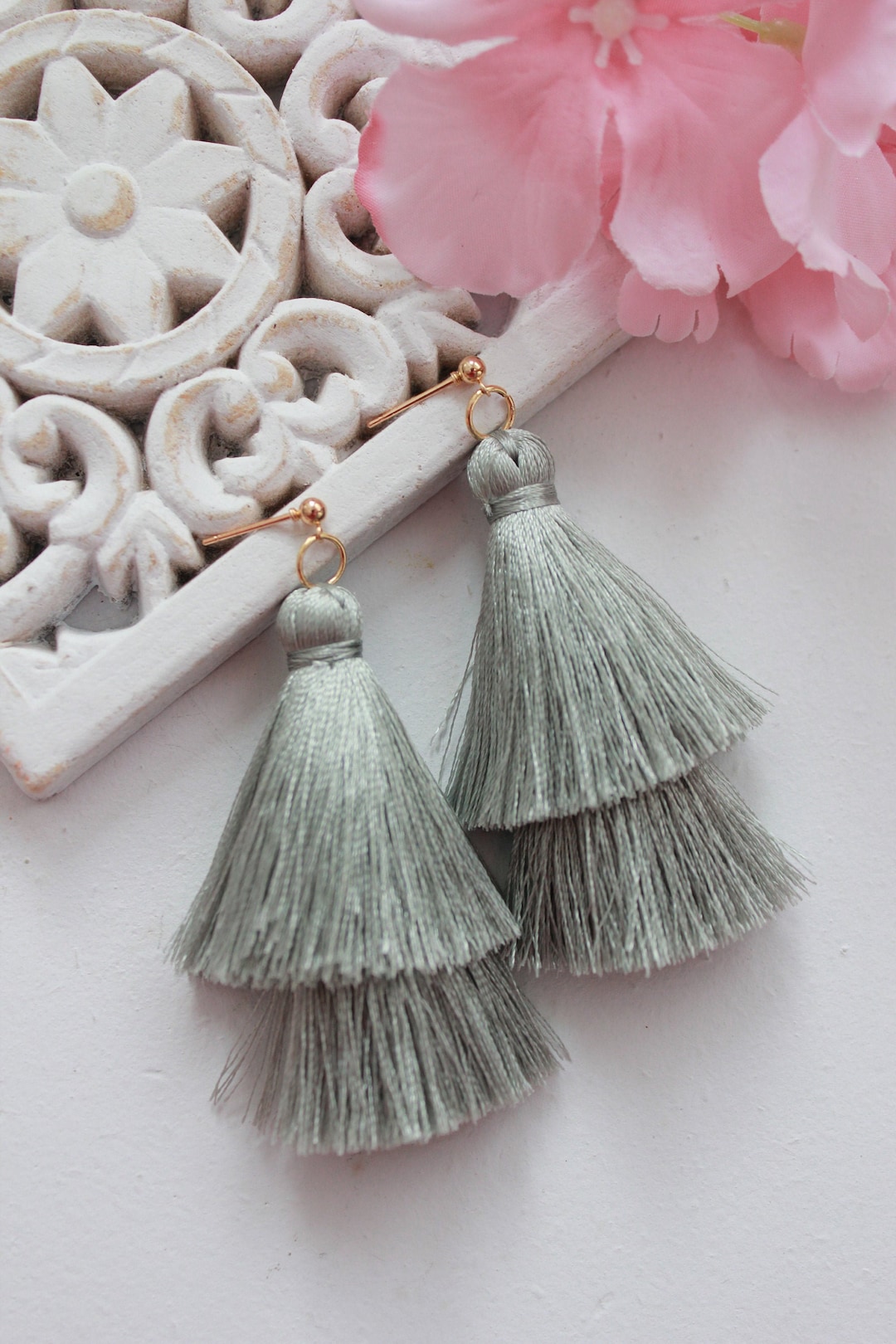 Fransen Quaste Ohrring Quaste Ohrringe Boho Ohrringe Seide - Etsy.de