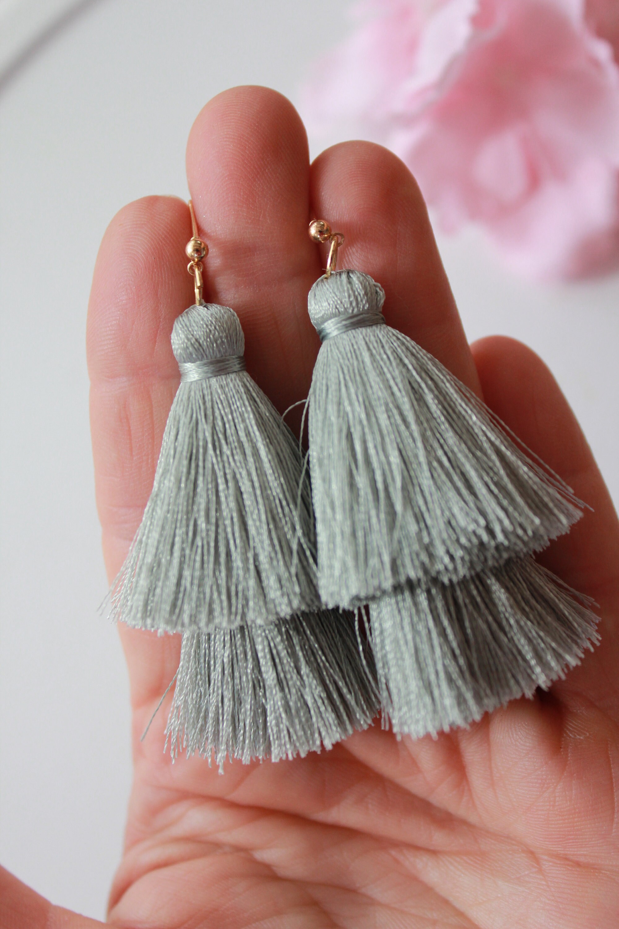 Fransen Quaste Ohrring Quaste Ohrringe Boho Ohrringe Seide - Etsy.de