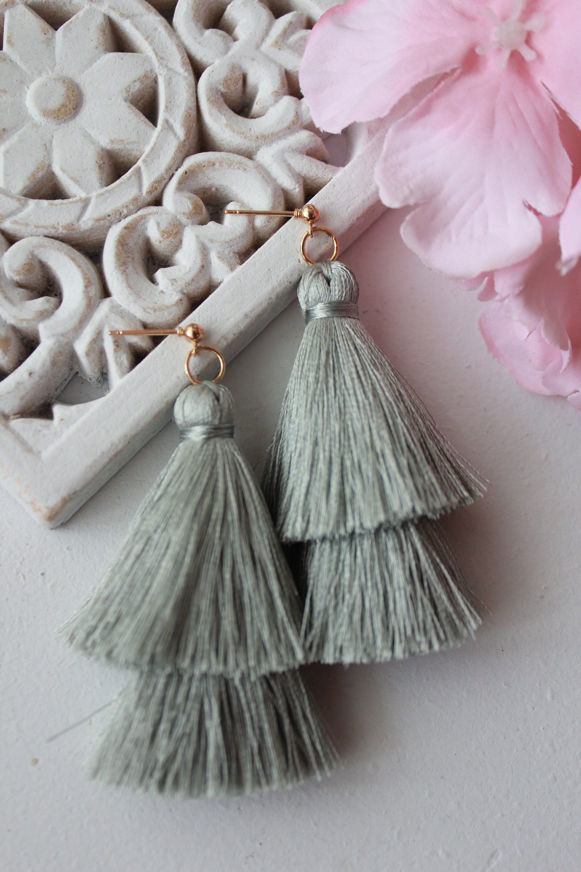 Fransen Quaste Ohrring Quaste Ohrringe Boho Ohrringe Seide - Etsy.de