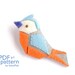 2 Felt Bird Toys Sewing PDF Pattern, Felt Bird Brooch, Origami Bird ...