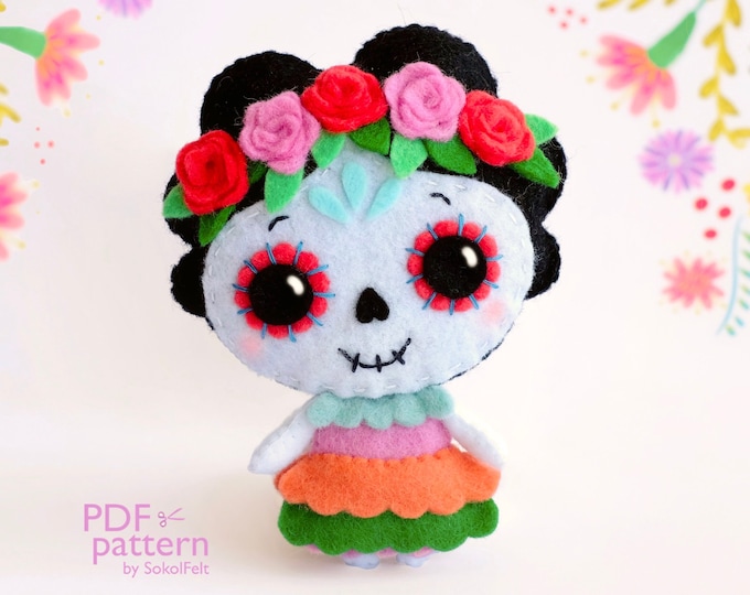 Patrón en PDF para realizar una Catrina en fieltro. - Etsy México