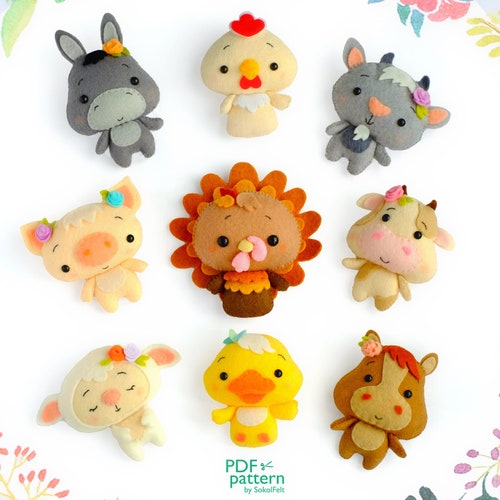 Felt Farm Animals Sewing PDF Pattern Horse Pig Sheep Cow - Etsy