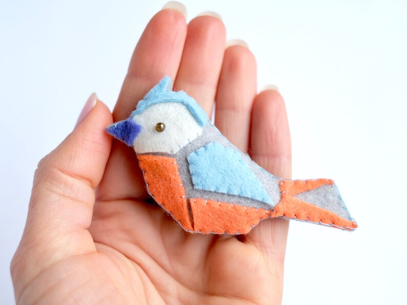 2 felt bird toys sewing PDF pattern Felt bird brooch Origami | Etsy
