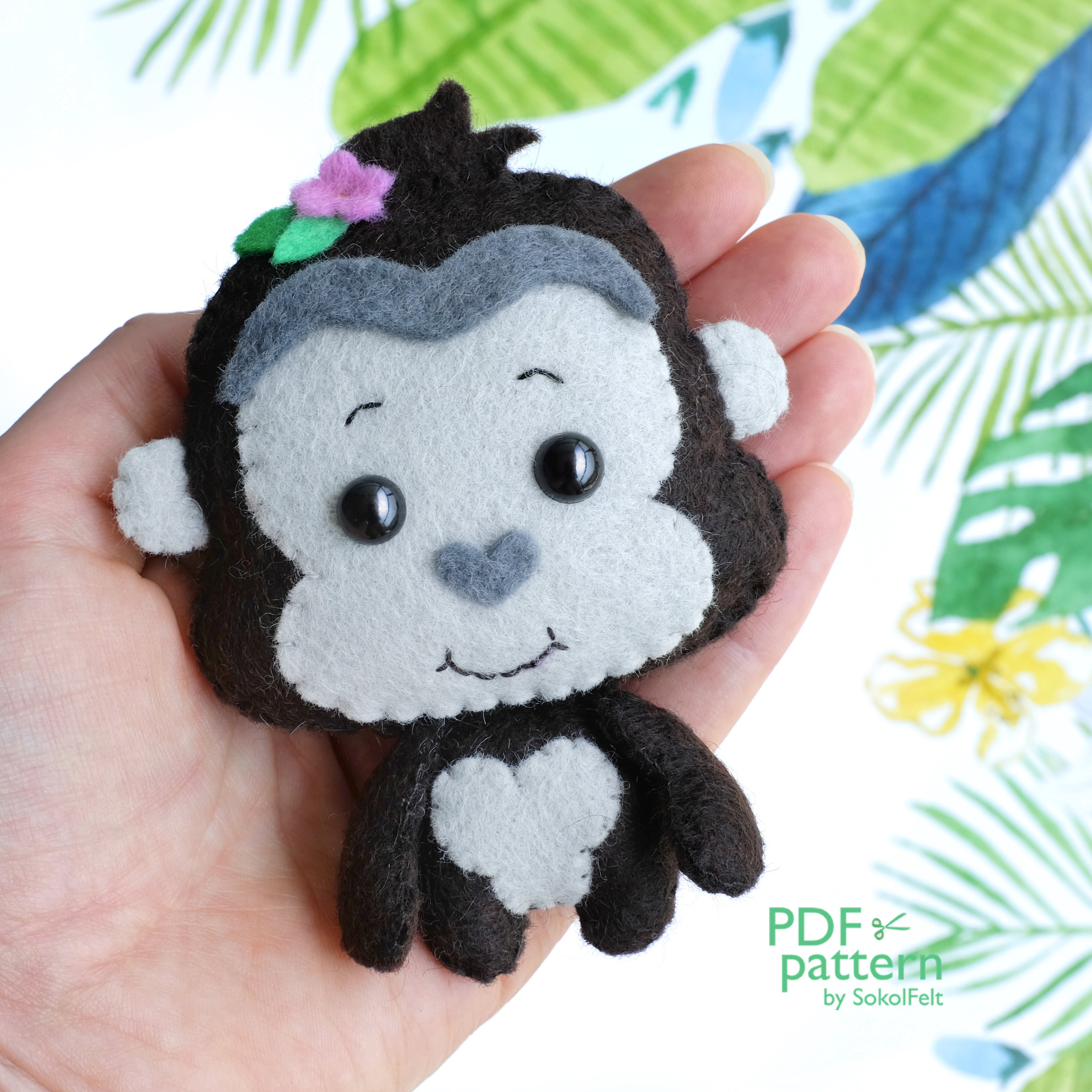 Felt Baby Gorilla Sewing Pattern: DIY Plush Monkey Toy (PDF & SVG) - Etsy