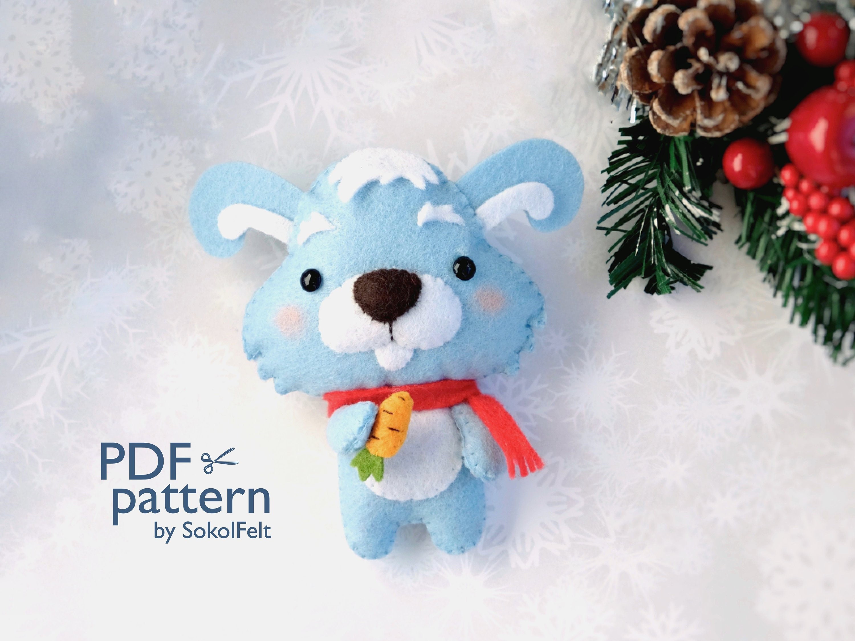 Bunny PDF Pattern Felt Woodland Animal Plush Toy Sewing | Etsy