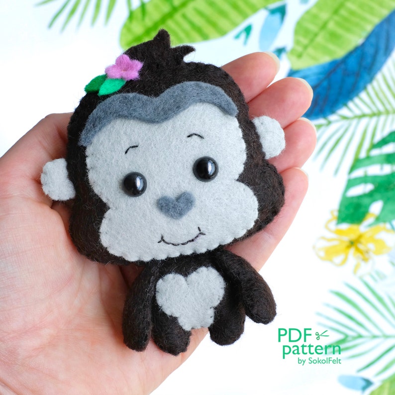 Felt Baby Gorilla Sewing Pattern: DIY Plush Monkey Toy (PDF & SVG) - Etsy