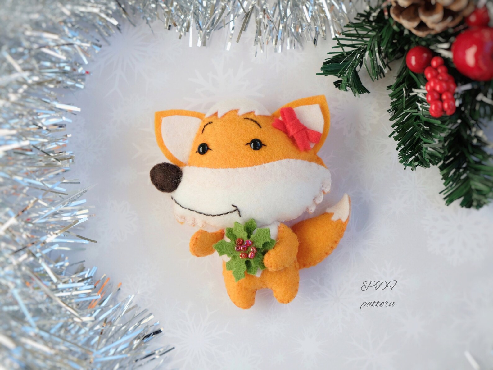 Felt fox toy sewing PDF pattern DIY fox ornament woodland | Etsy