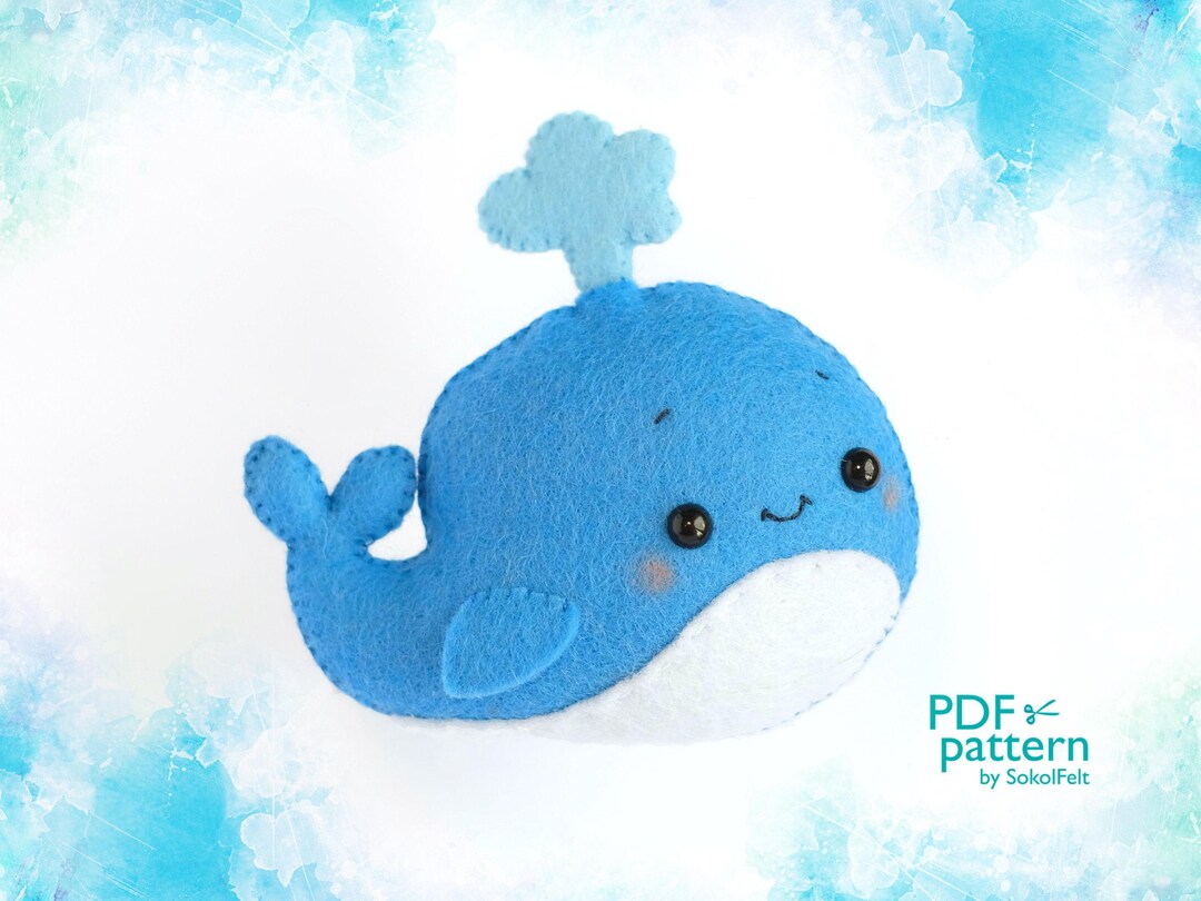 Blue Whale Felt Sewing Pattern PDF SVG • Ocean Animal Plush DIY ...