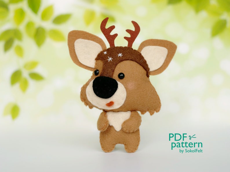 Felt reindeer toy sewing PDF pattern Felt reindeer ornament | Etsy