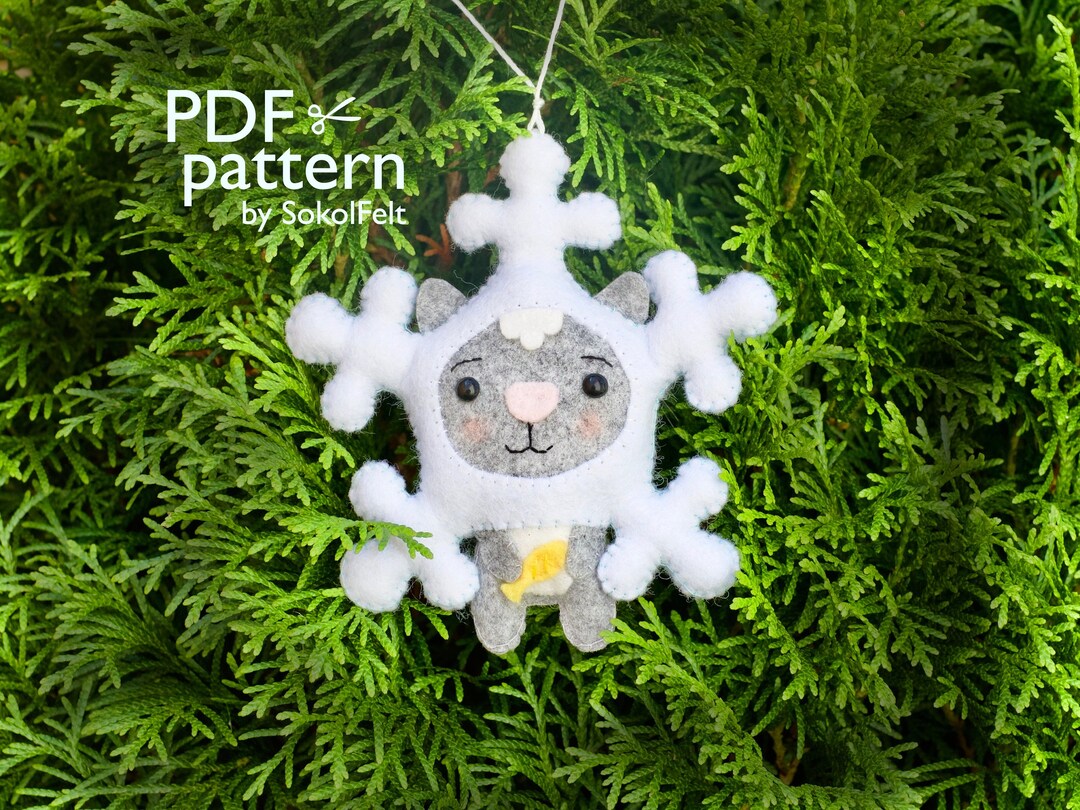 Felt Christmas Cat Toy Sewing PDF Pattern, Felt Cat Ornament, Felt ...