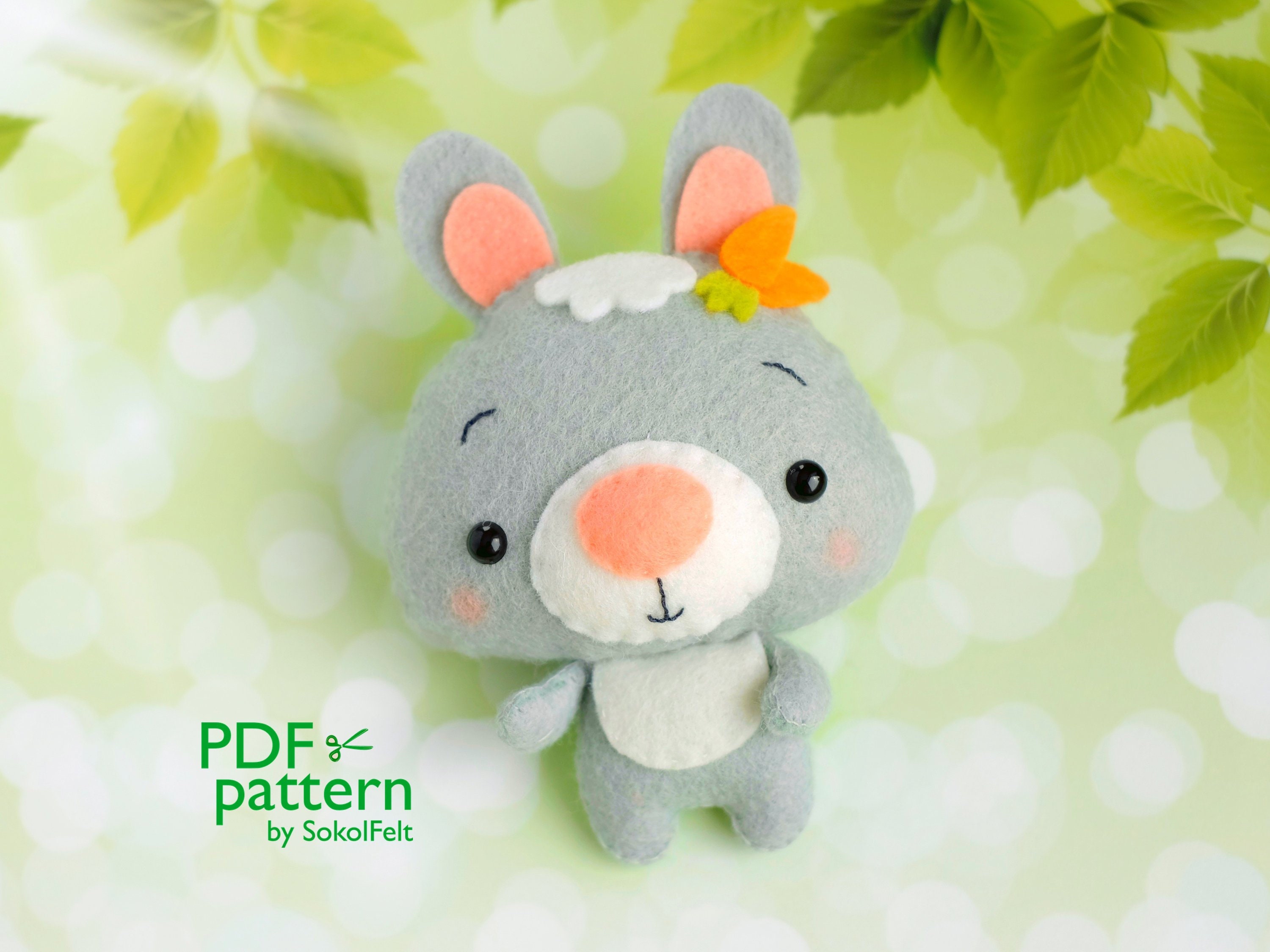 Little Bunny Felt Toy PDF and SVG Patterns Felt Woodland - Etsy