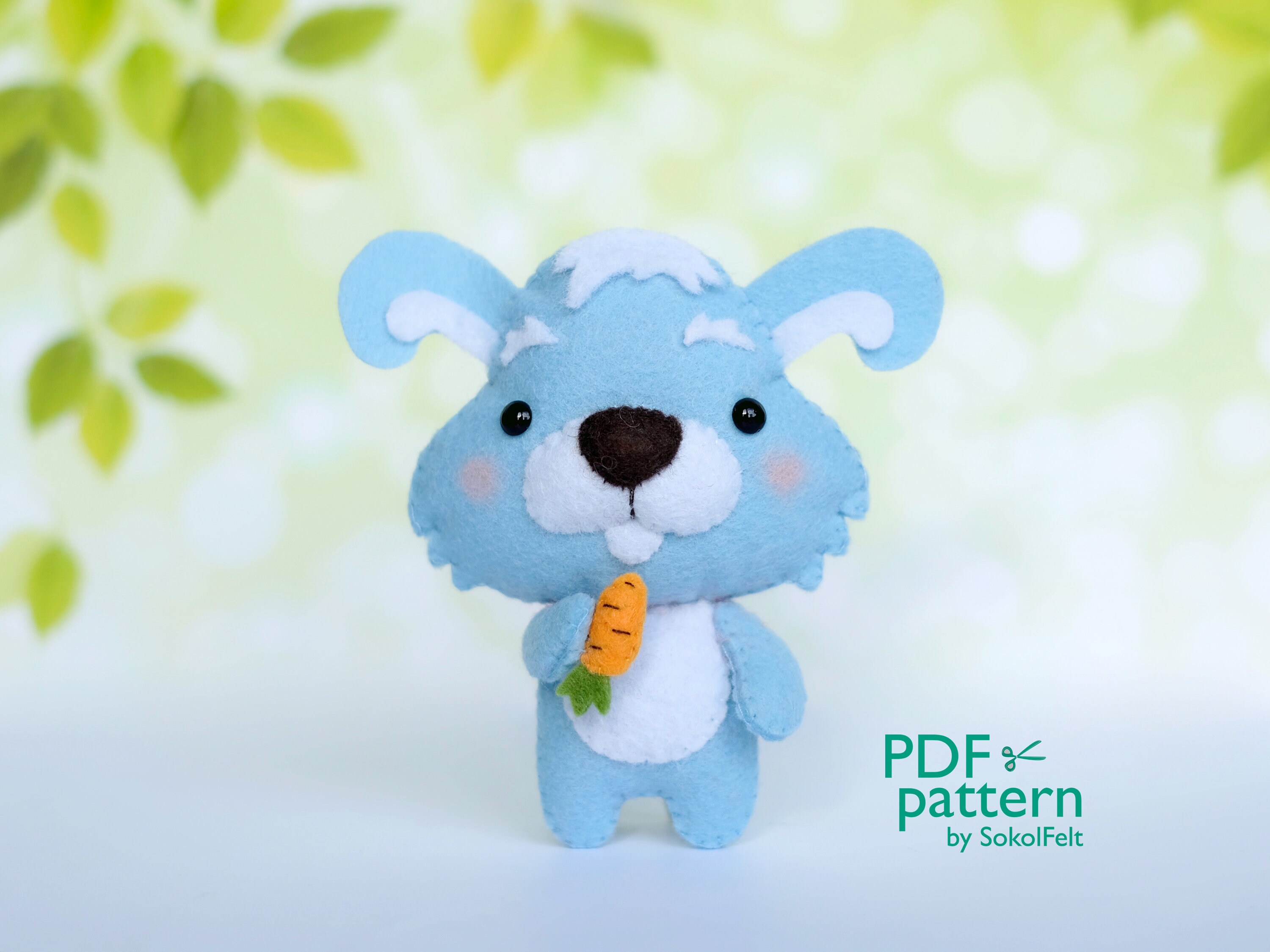 Bunny PDF Pattern Felt Woodland Animal Plush Toy Sewing | Etsy