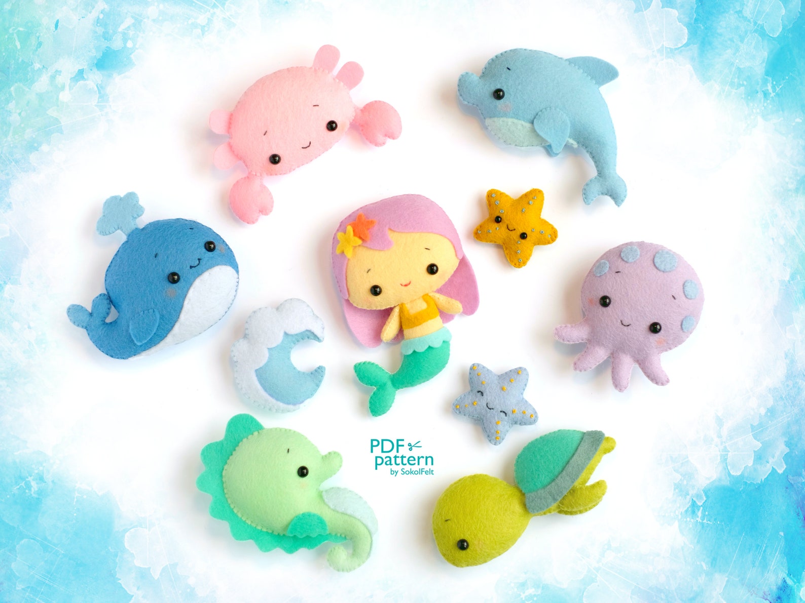 Dolphin Toy Sewing PDF Pattern Felt Sea Ocean Animal Sewing - Etsy