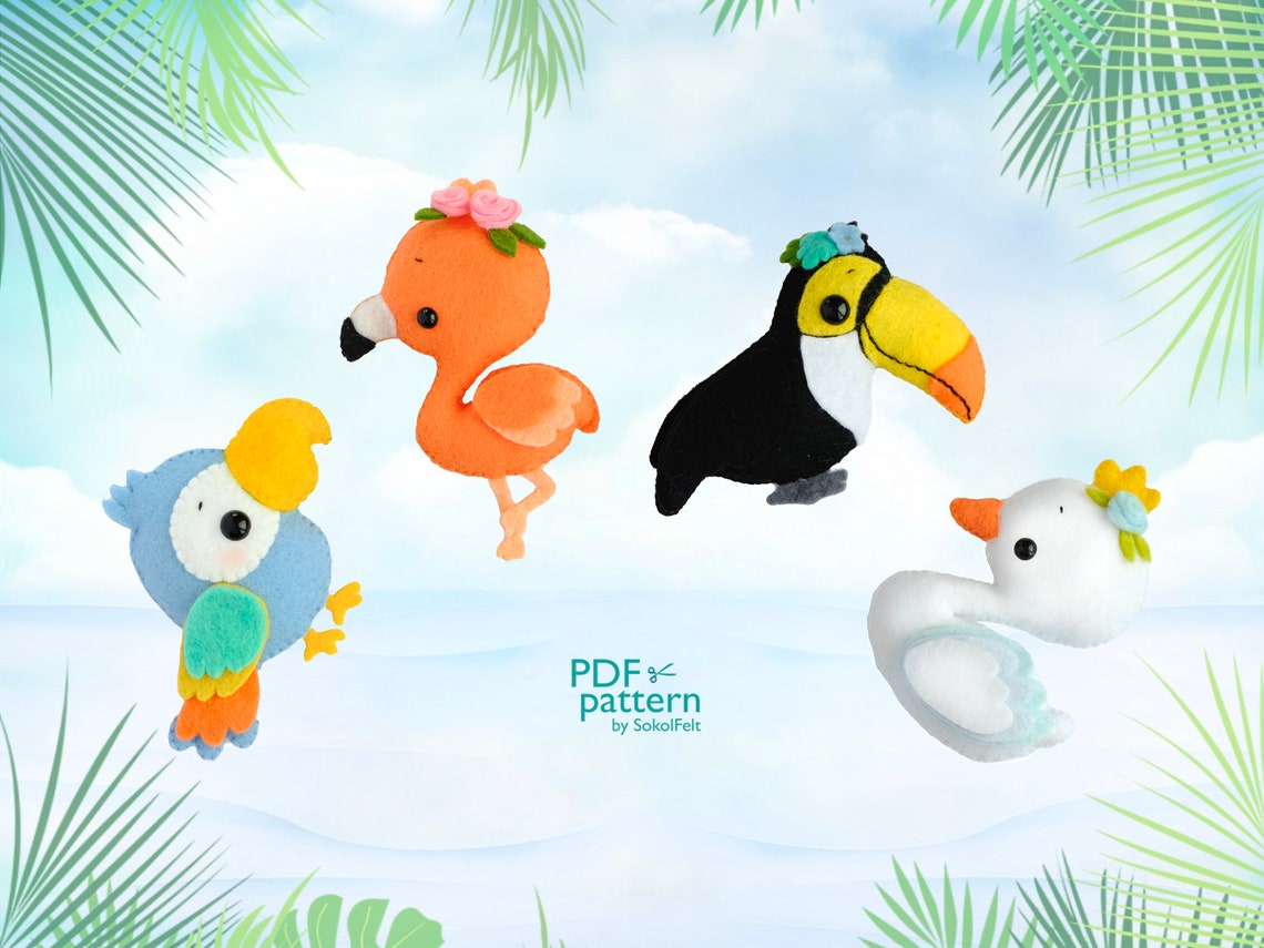 Felt Parrot Sewing Pattern, Plush Bird Toy (PDF & SVG) - Etsy