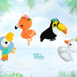 Cute Parrot Felt Toy PDF and SVG Pattern, Plush Bird Toy Sewing ...