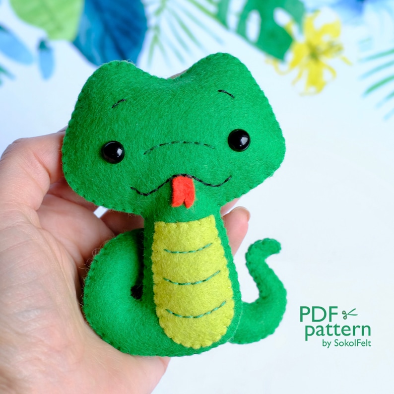 Little Snake Felt Toy Sewing PDF and SVG Patterns Reptile - Etsy