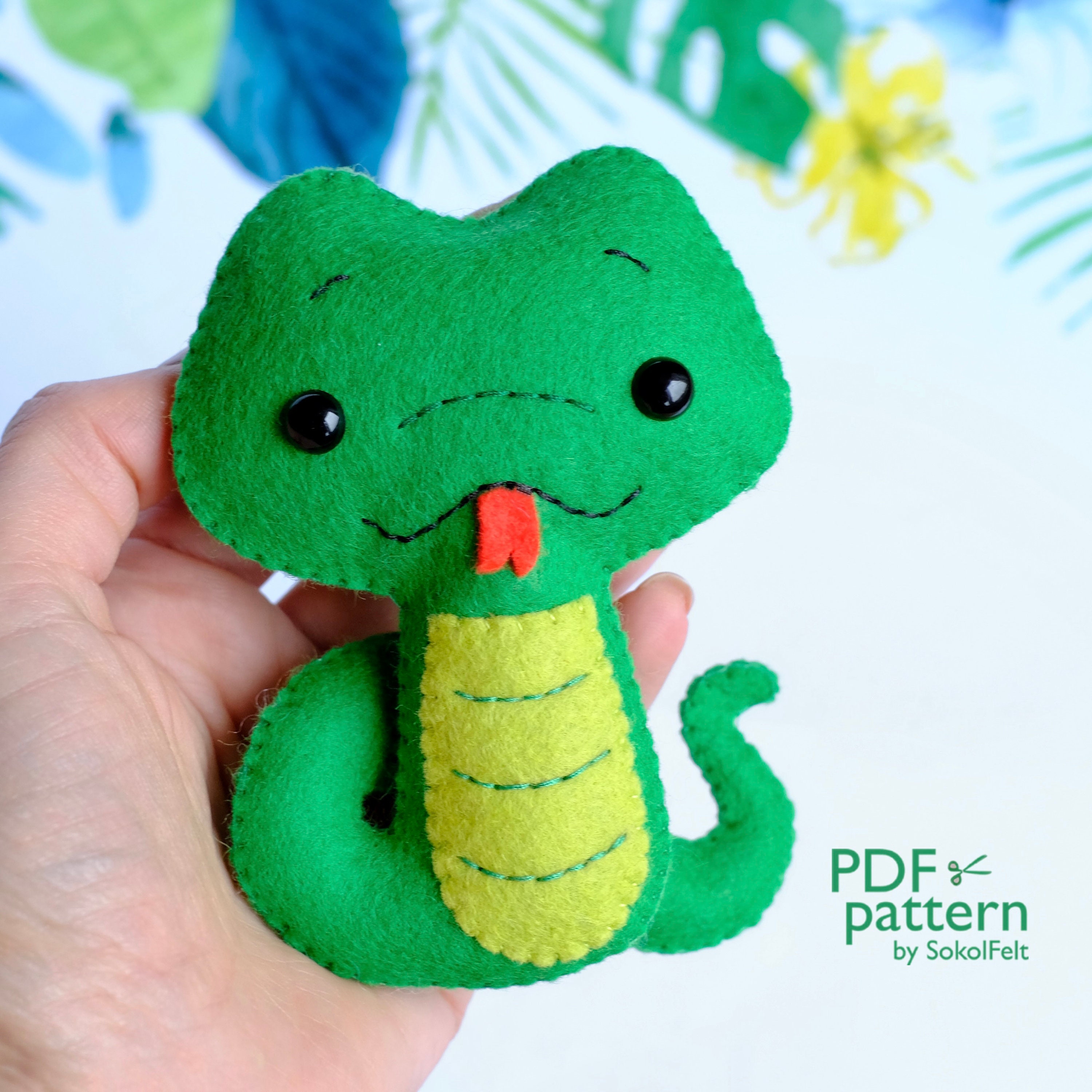 Little Snake Felt Toy Sewing PDF and SVG Patterns Reptile - Etsy Australia