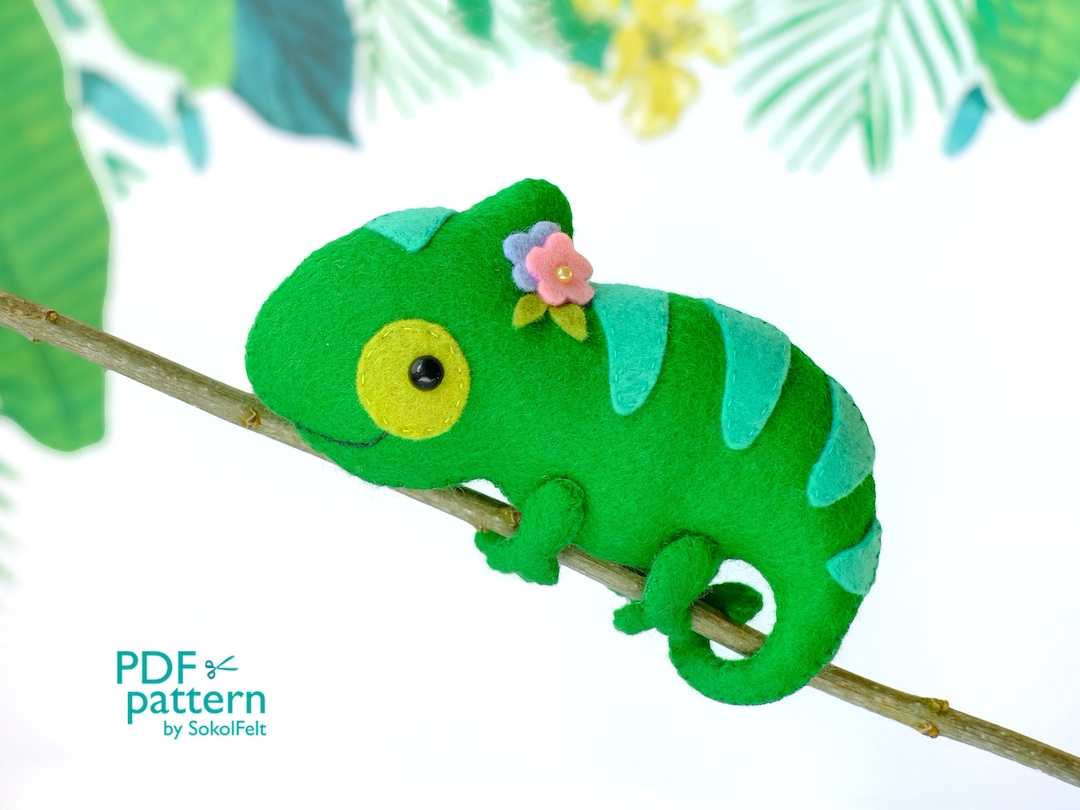 Felt Chameleon Sewing Pattern: Lizard Plush Doll, Crib Mobile Toy (PDF ...