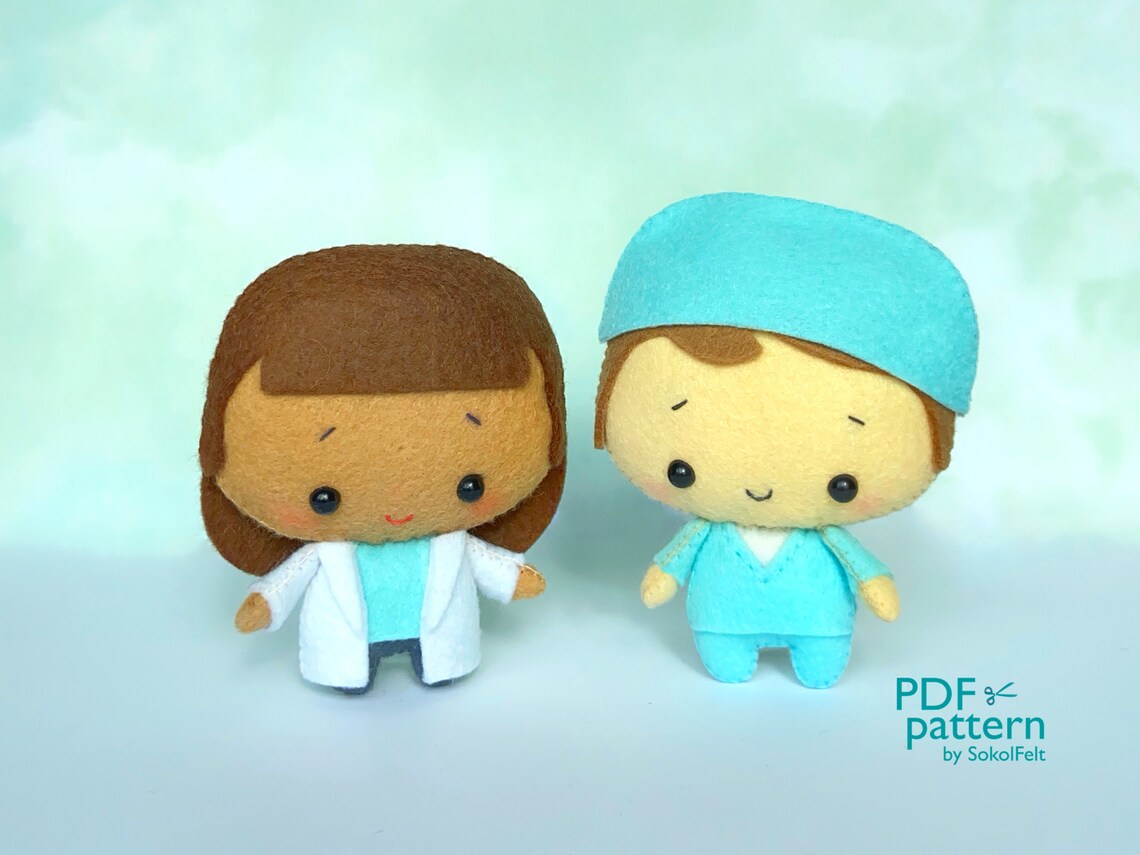 Felt Doctor and Nurse Doll Sewing Pattern (PDF & SVG) - Etsy