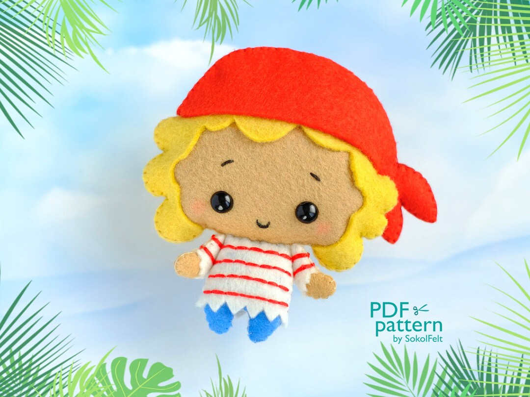 Pirate Girl Felt Toy PDF and SVG Patterns, Plush Doll Sewing PDF ...