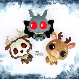 Baby Cryptid Creatures Felt Toy Sewing PDF and SVG Patterns, Bigfoot ...