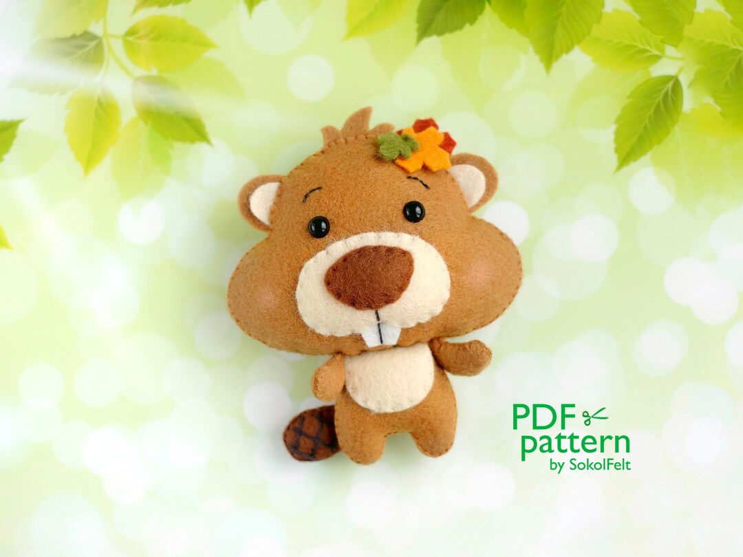 Baby Beaver Felt Toy PDF and SVG Patterns, Felt Woodland Animal Plush ...