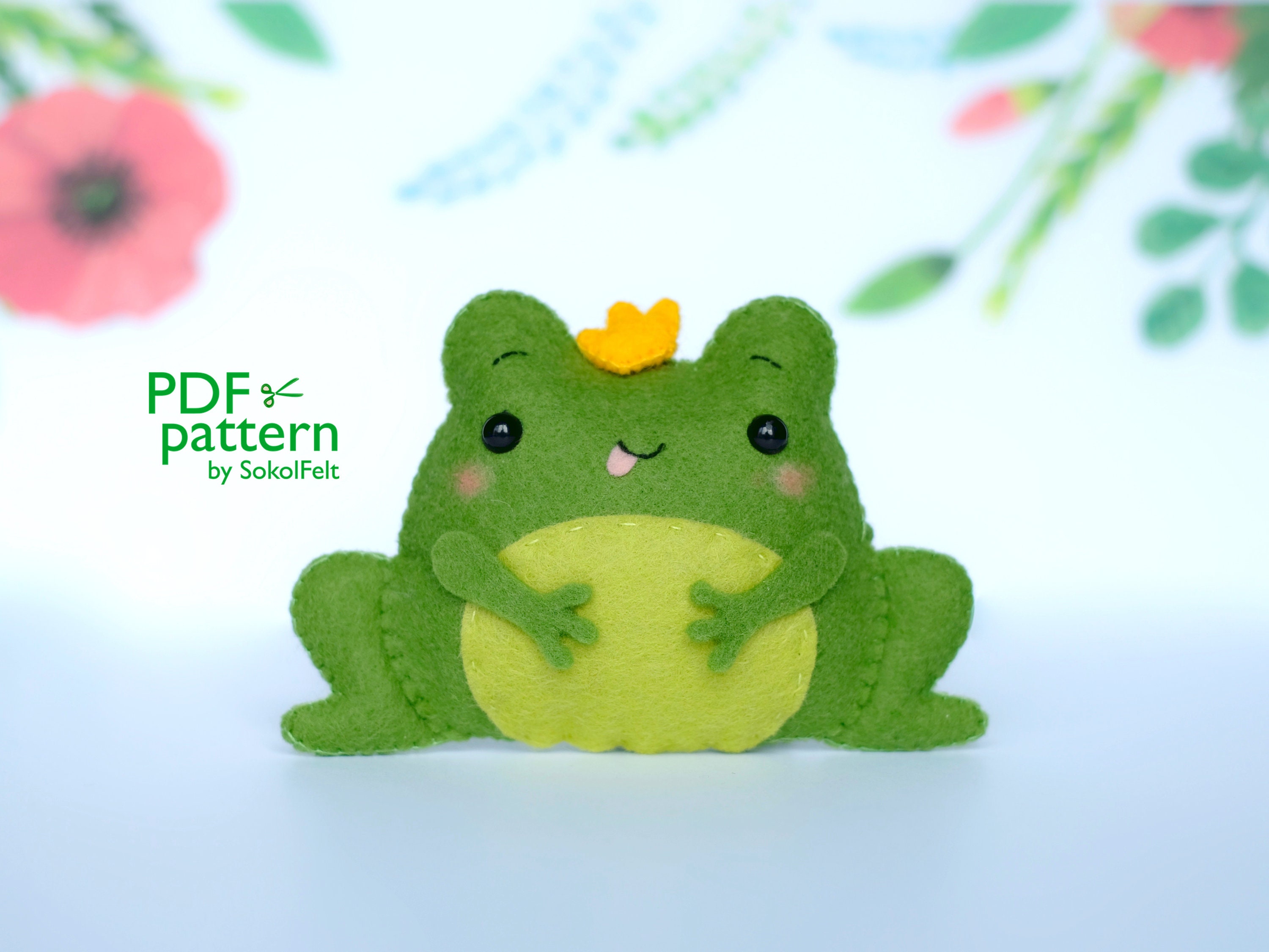 Cute frog felt toy sewing PDF and SVG patterns The frog | Etsy