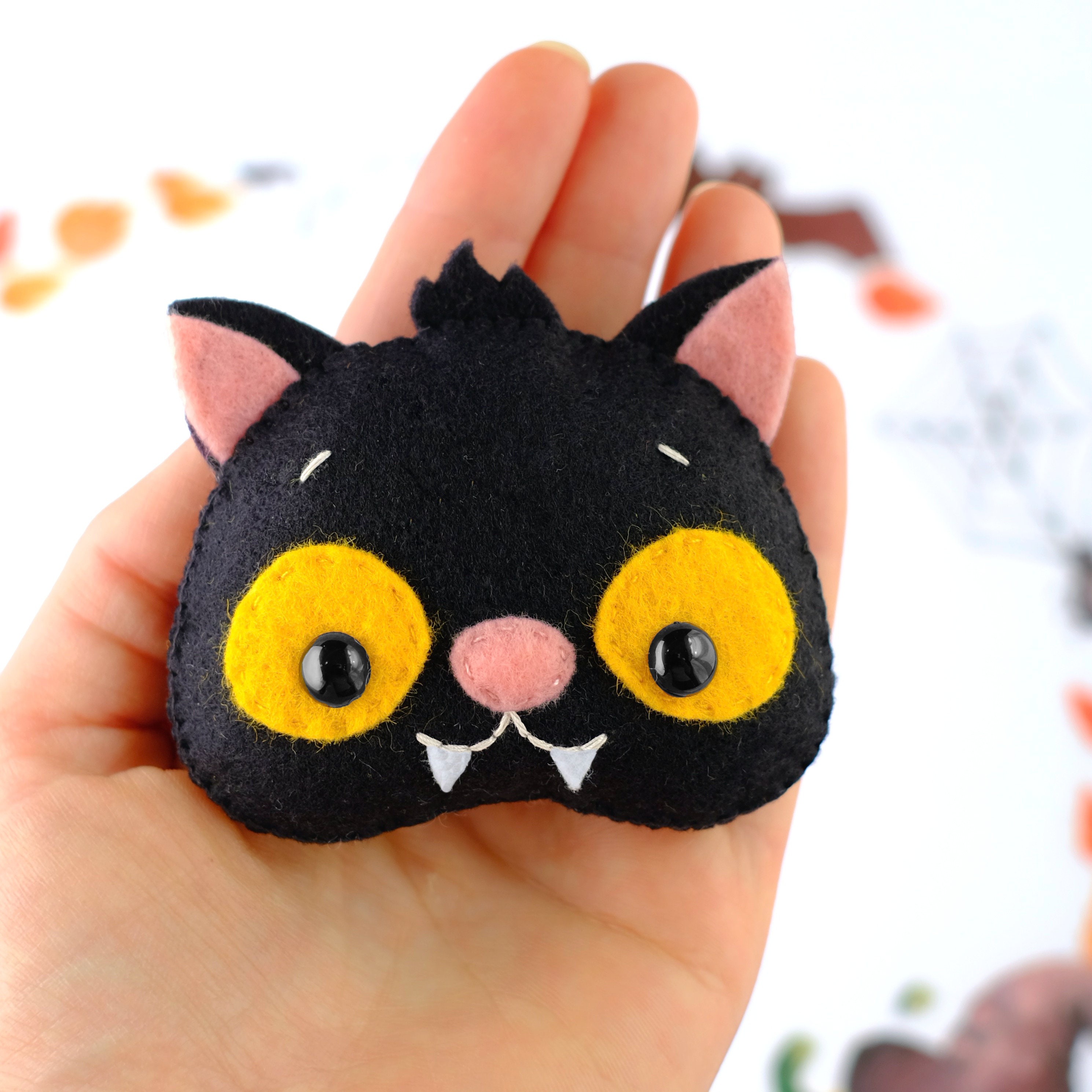Black cat felt toy PDF and SVG patterns Halloween ornament | Etsy