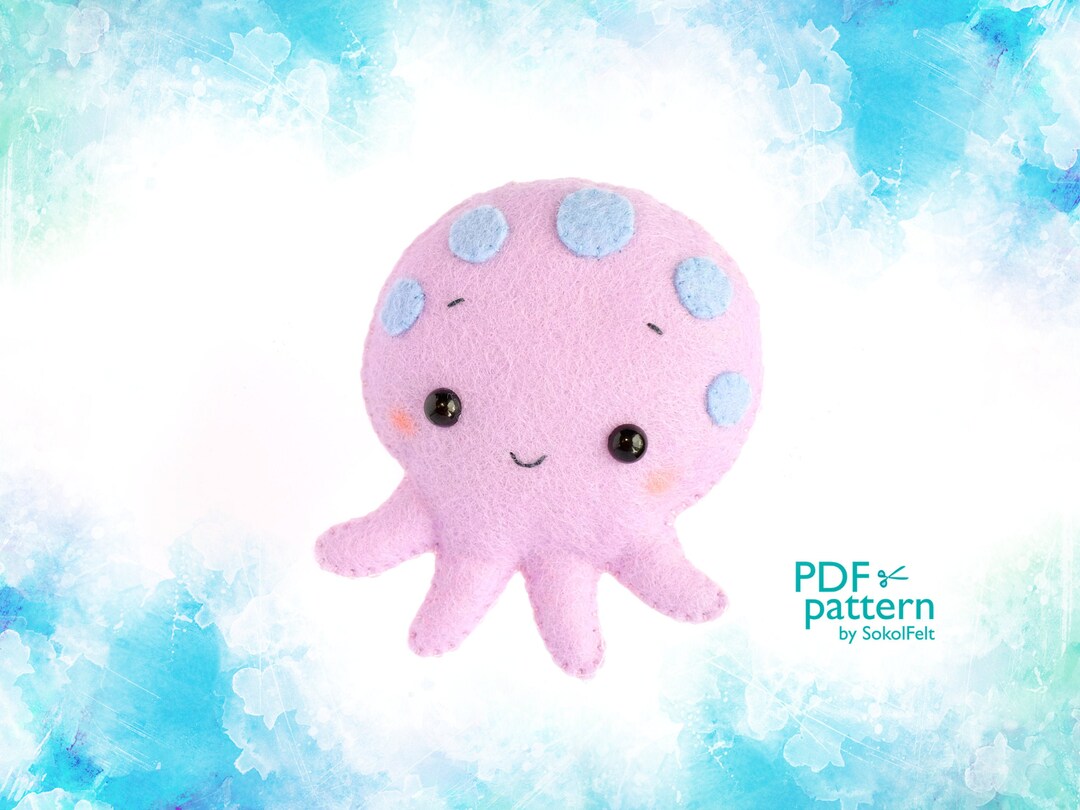 Octopus Felt Toy Sewing Pattern PDF SVG • DIY Ocean Animal Plush ...