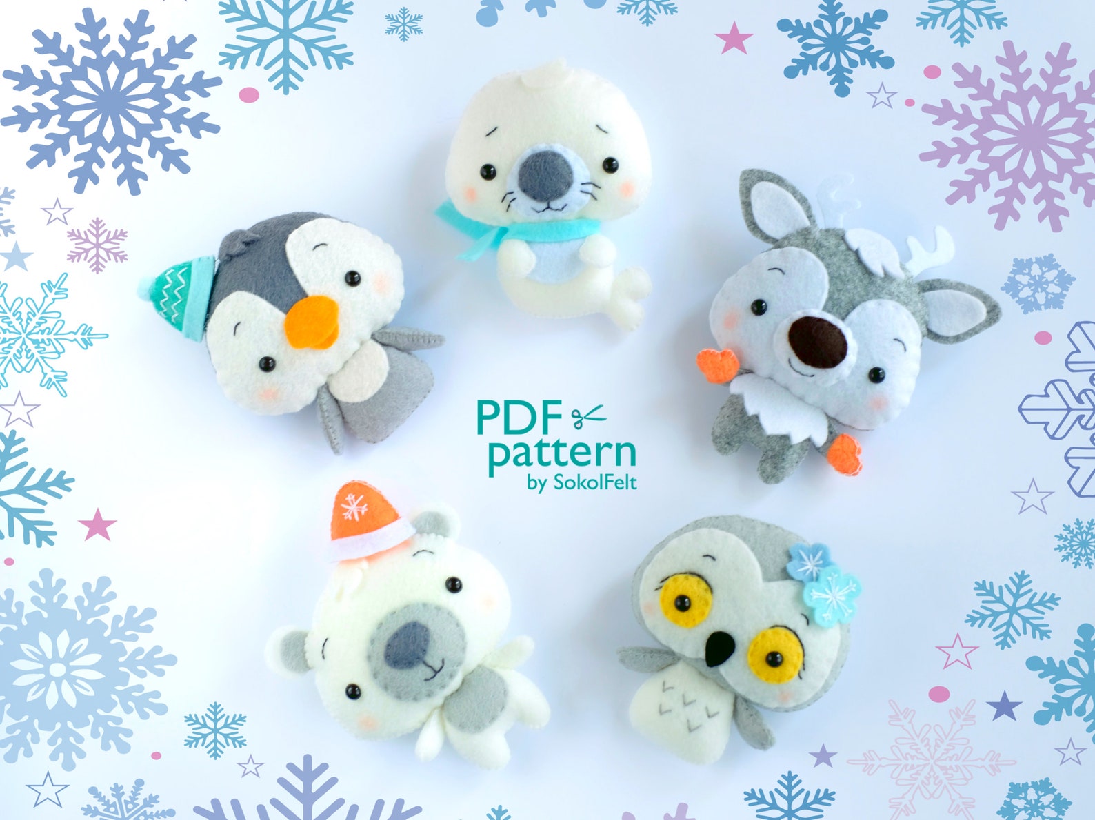 Polar Bear Felt Toy PDF and SVG Pattern Felt Arctic White - Etsy
