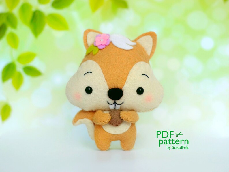 Squirrel Felt Toy PDF and SVG Pattern Felt Woodland Animal - Etsy