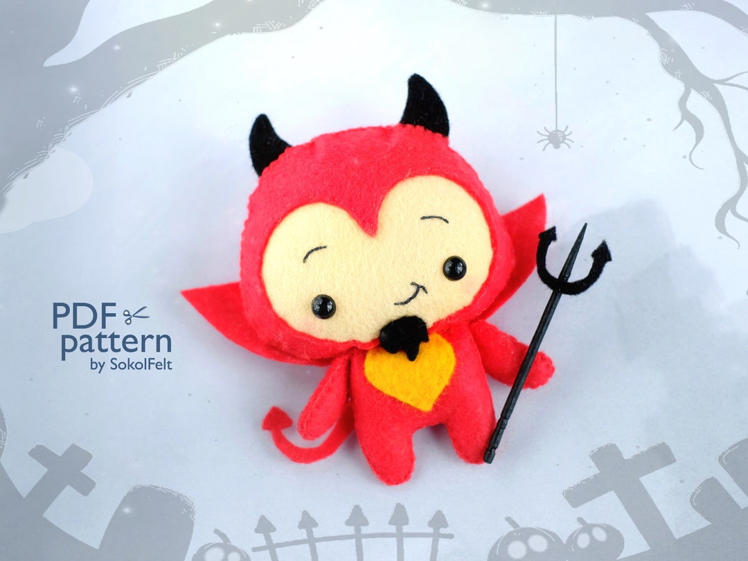 Felt Devil Plush Toy Sewing Pattern, Halloween Satan (PDF & SVG) - Etsy