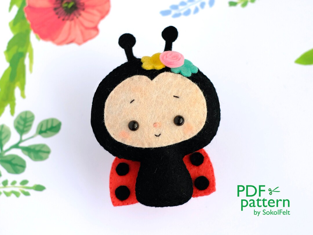 Ladybug Felt Toy Sewing PDF and SVG Patterns, Ladybird Felt Toy, Cute ...